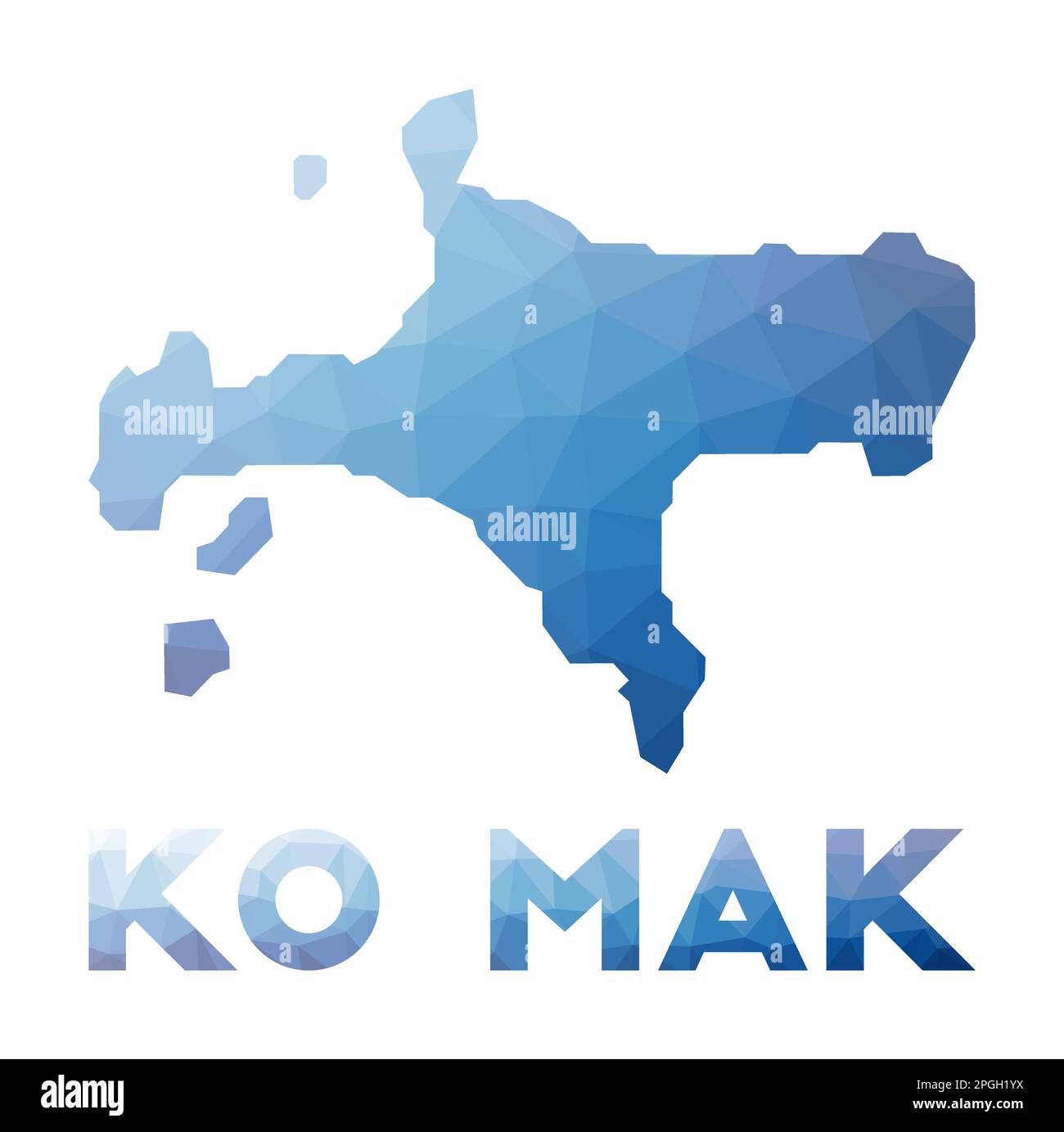 Low poly map of Ko Mak. Geometric illustration of the island. Ko Mak polygonal map. Technology ...