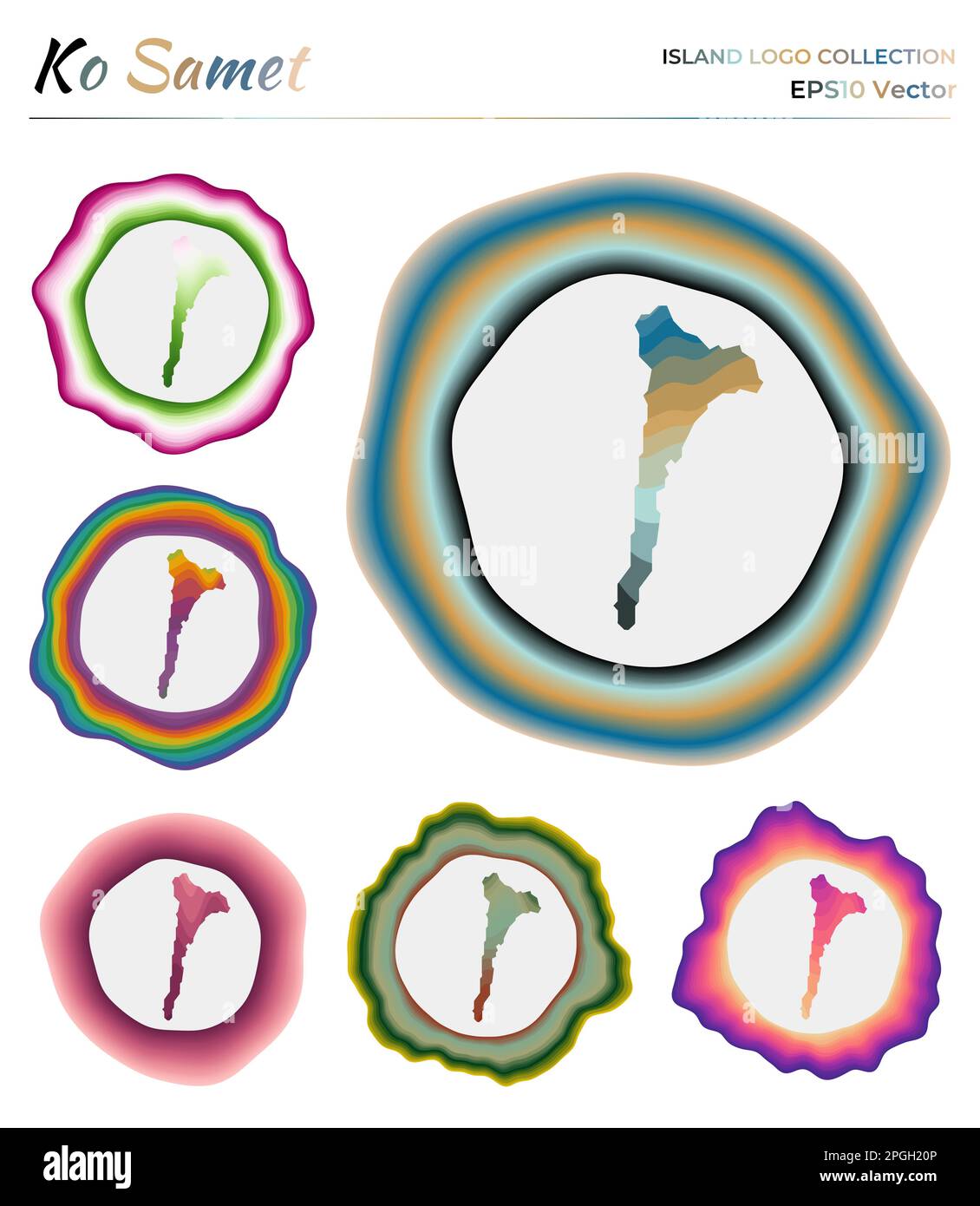 Ko Samet logo collection. Colorful badge of the island. Layers around ...