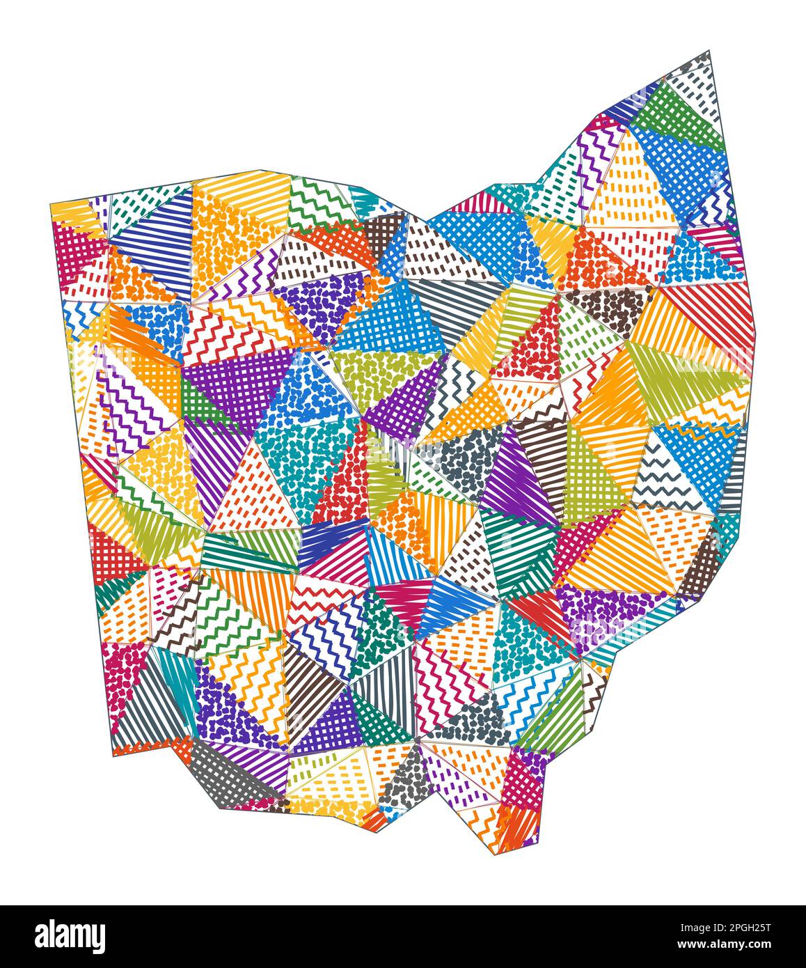 Kid style map of Ohio. Hand drawn polygons in the shape of Ohio. Vector ...
