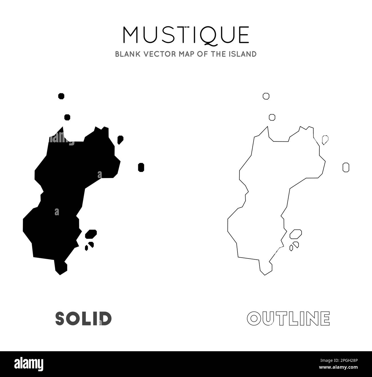 Mustique map. Blank vector map of the island. Borders of Mustique for ...