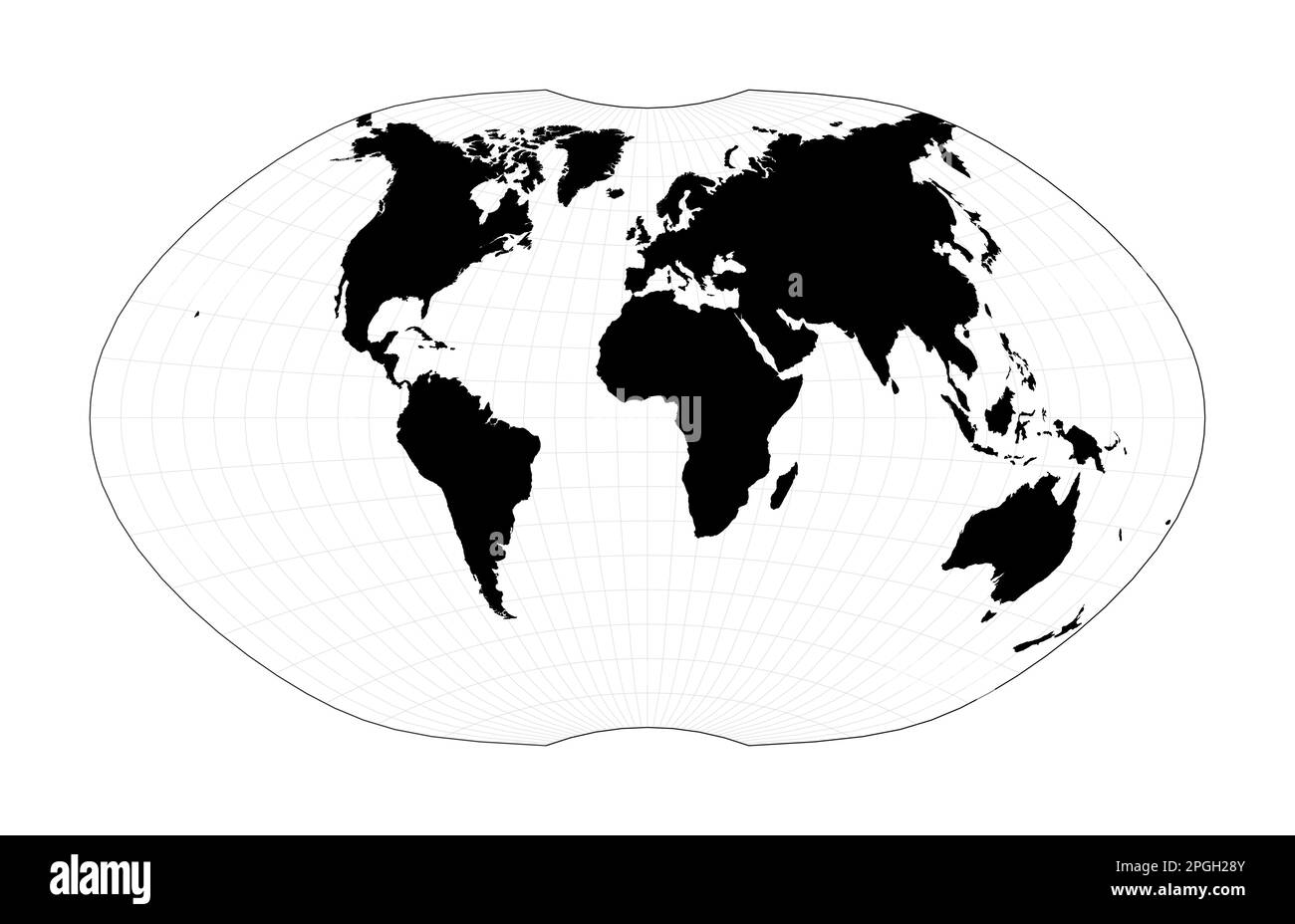 Map of the world illustration. Ginzburg IV projection. Plain world ...