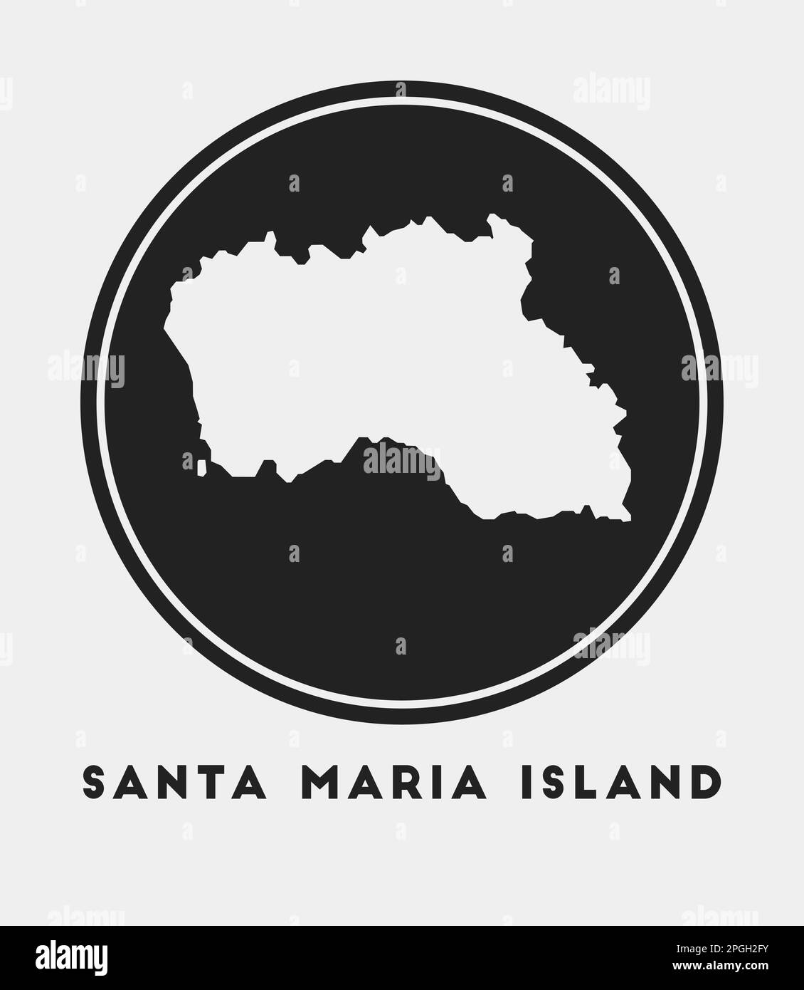 Santa Maria Island icon. Round logo with border map and title. Stylish ...