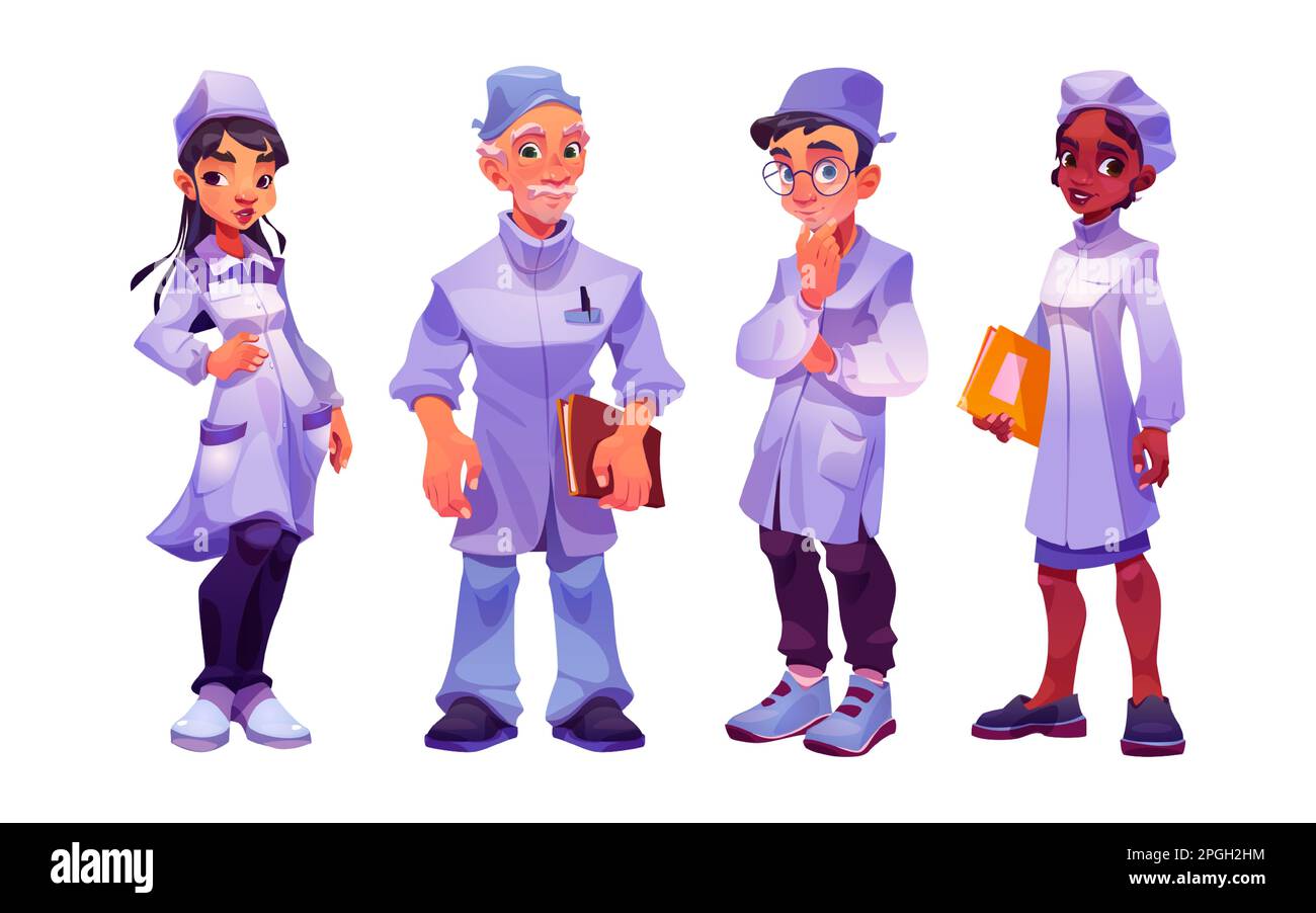 Cartoon set of medical personnel isolated on white background. Vector ...