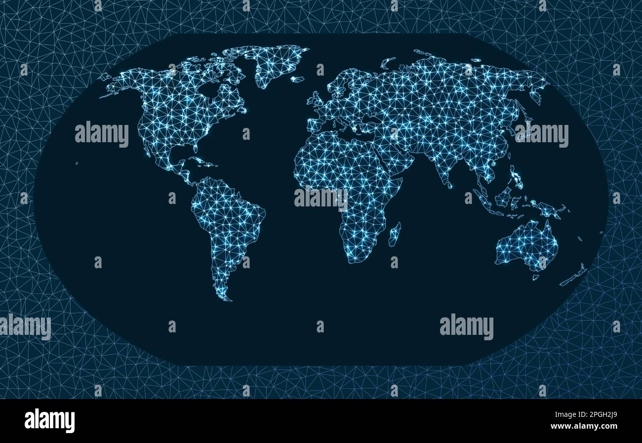 Global network. Kavrayskiy 7 projection. World Network. Neat connections map. Vector ...