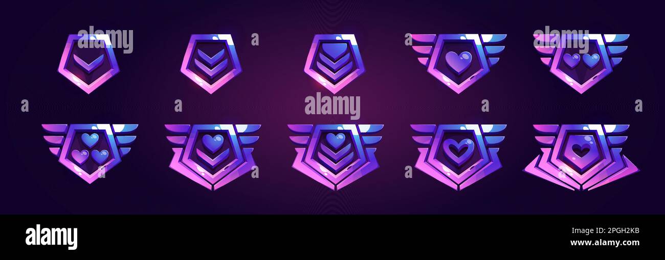 Military game insignia rank badge cartoon vector illustration. Isolated ...