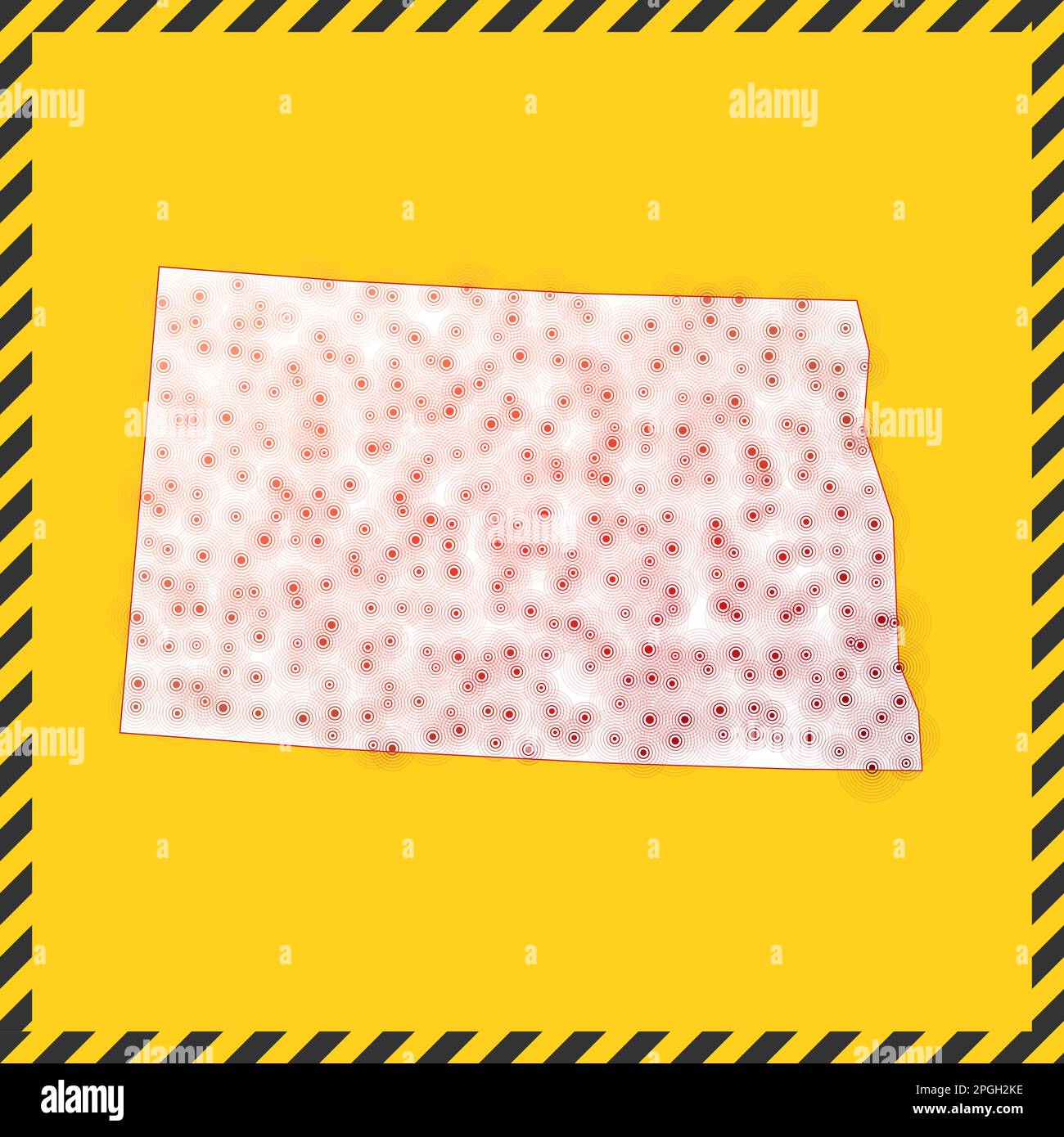 North Dakota closed - virus danger sign. Lockdown US state icon. Black ...