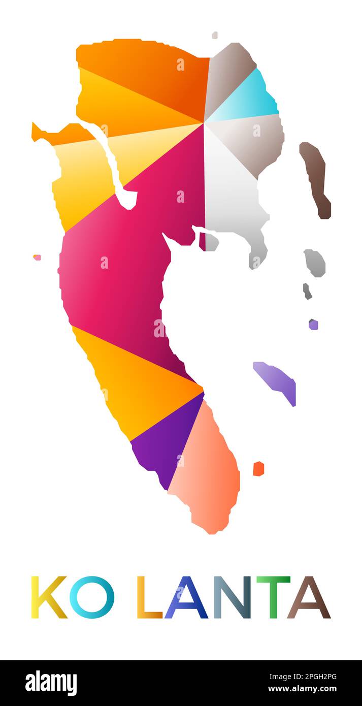 Bright colored Ko Lanta shape. Multicolor geometric style island logo ...