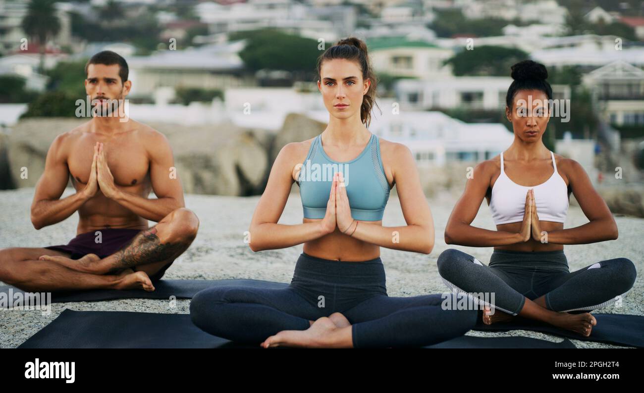 Connecting with our inner selves. a group of young people sitting and ...