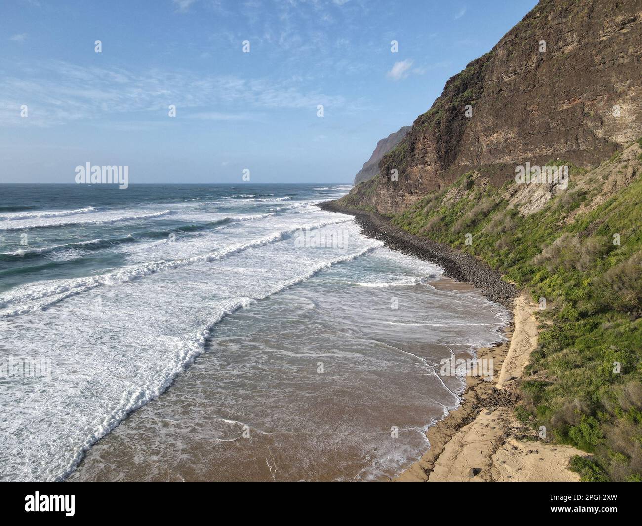 Aerial view of Polihale cliffs on Kauai Stock Photo - Alamy