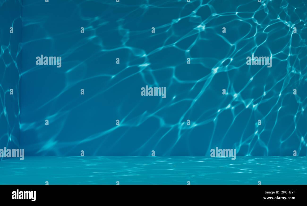 3D Illustration abstract rendering underwater in a pool with water ...