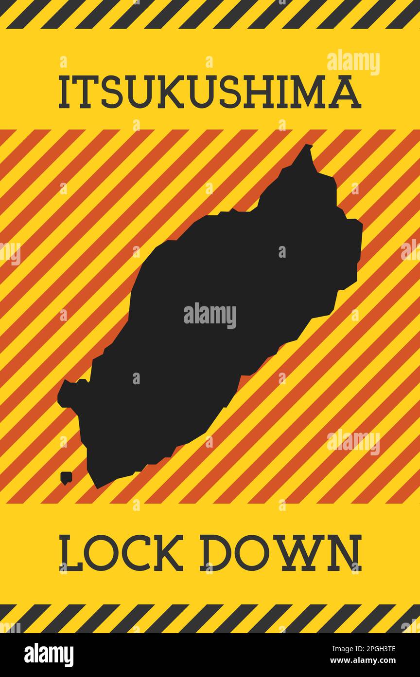 Itsukushima Lock Down Sign. Yellow island pandemic danger icon. Vector ...