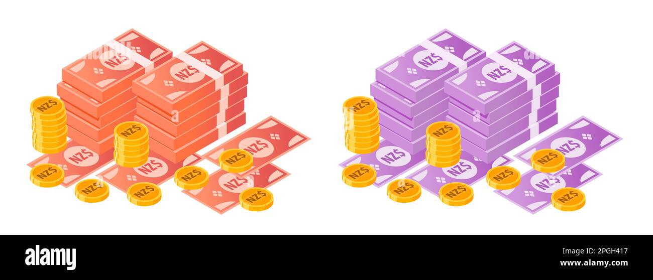 New Zealand Dollar Money Bundle and Coins Stock Vector Image & Art - Alamy