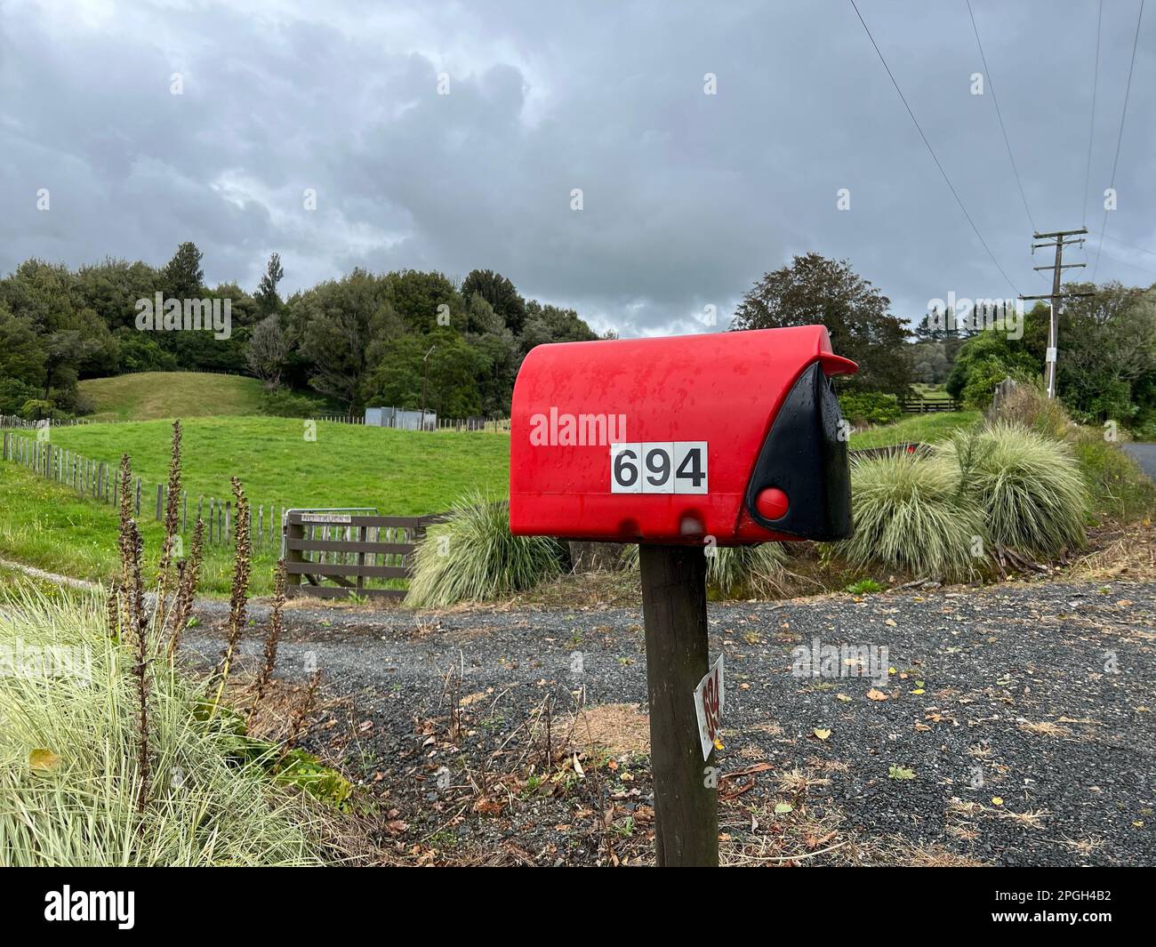 Red letter box on the north island of New Zealand Stock Photo - Alamy