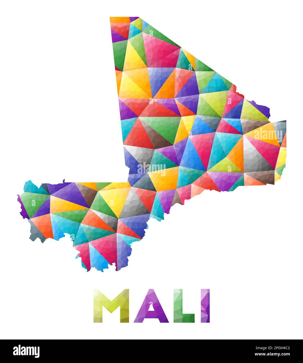 Mali - colorful low poly country shape. Multicolor geometric triangles ...