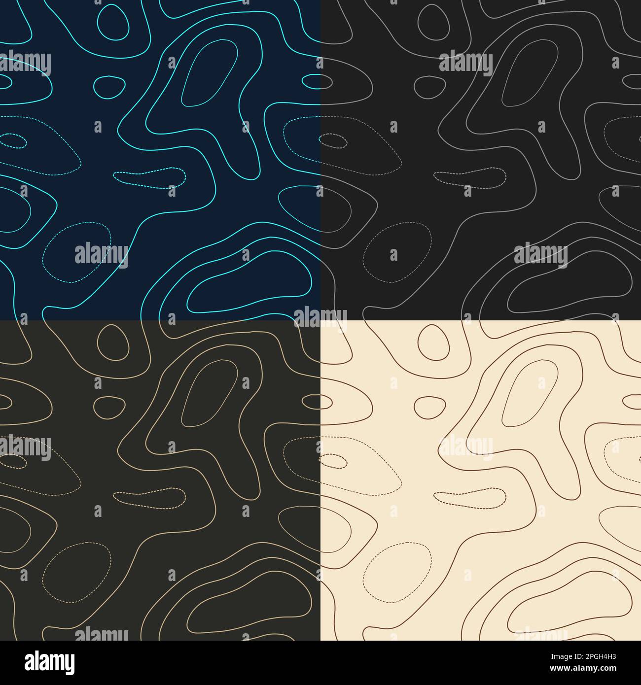 Topography patterns. Seamless elevation map tiles. Awesome isoline ...
