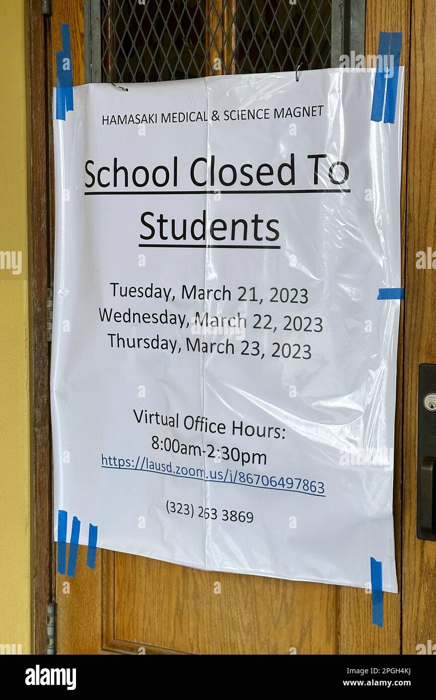 Los Angeles, United States. 22nd Mar, 2023. A School Closed to Students ...