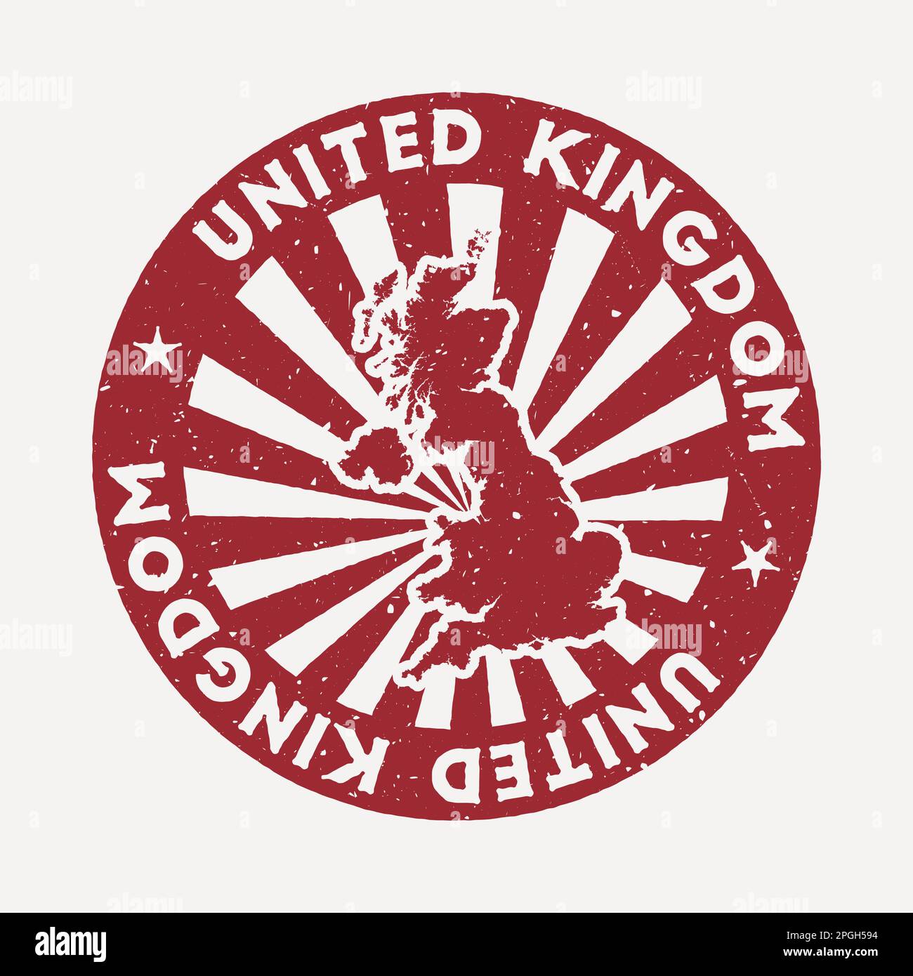 United Kingdom stamp. Travel red rubber stamp with the map of the ...