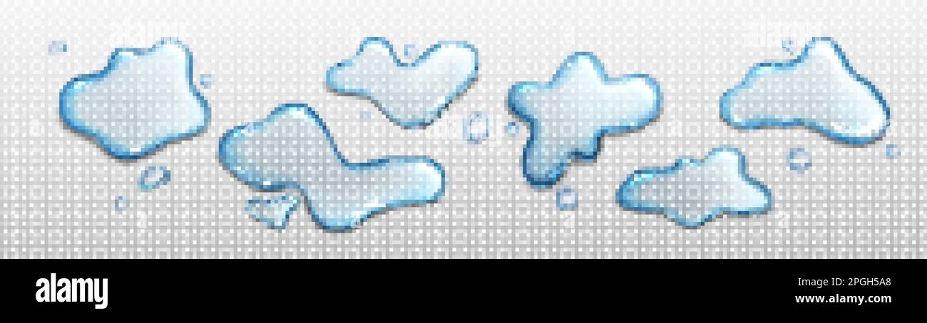 Realistic set of water puddles isolated on transparent background ...