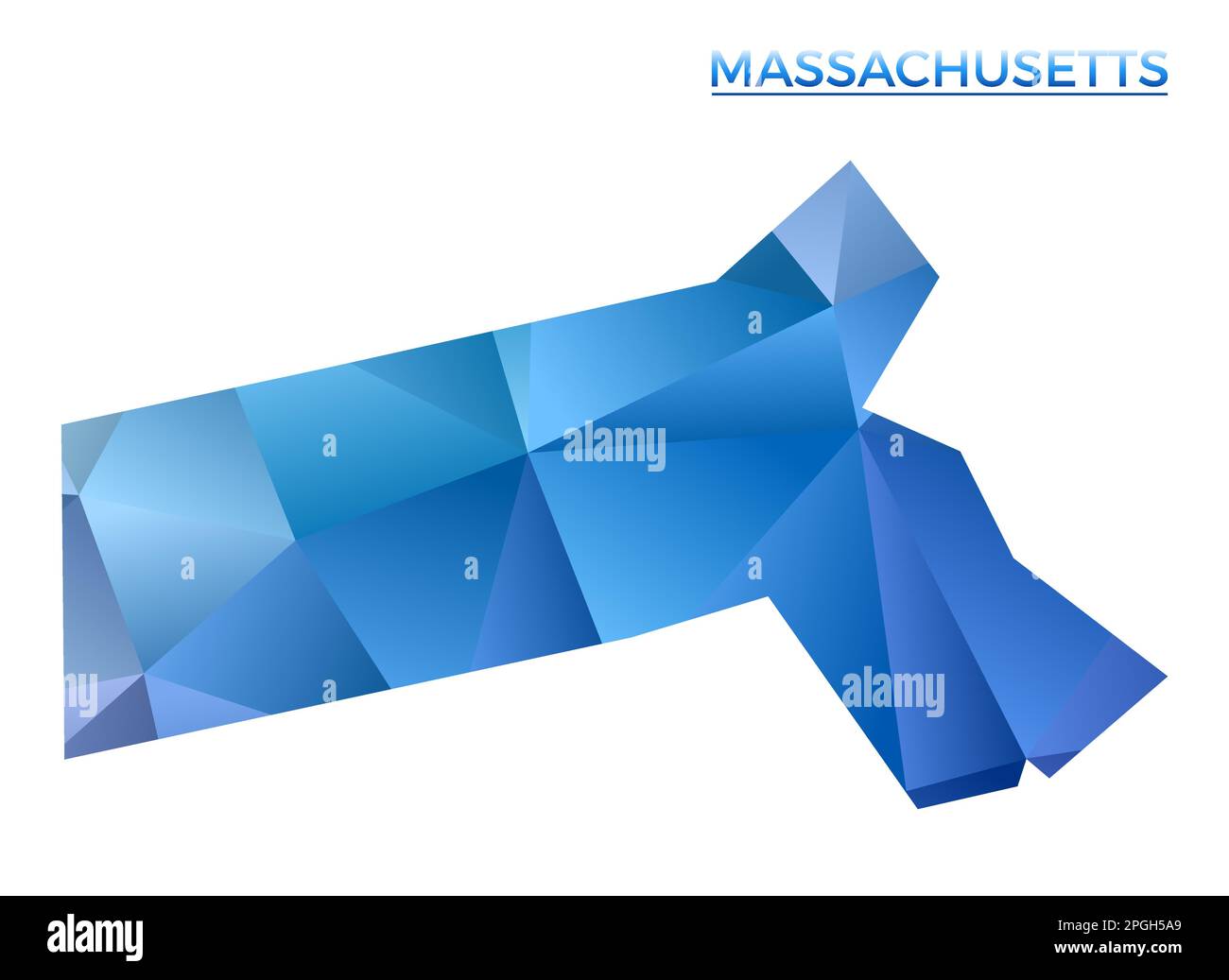 Vector polygonal Massachusetts map. Vibrant geometric US state in low ...