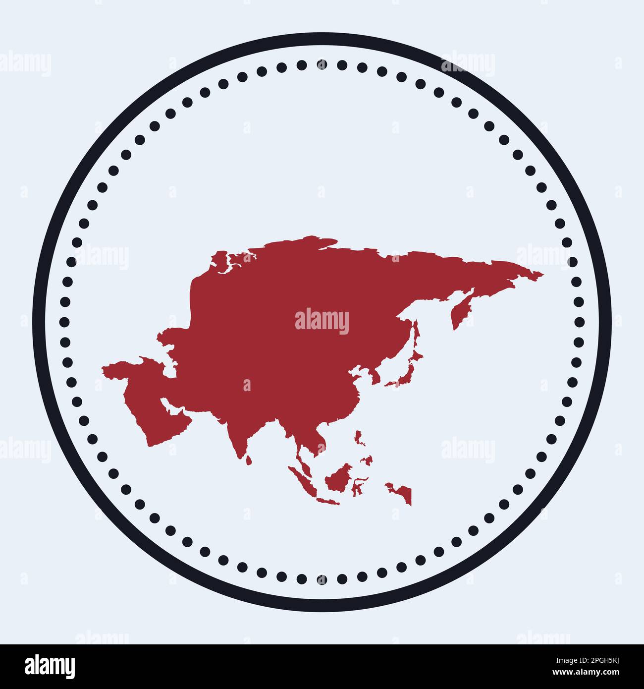 Asia round stamp. Round logo with continent map and title. Stylish ...