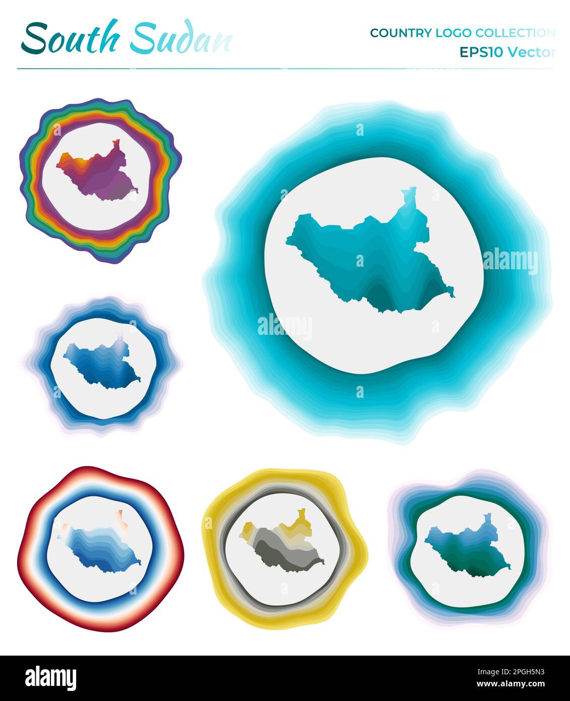 South Sudan logo collection. Colorful badge of the country. Layers ...