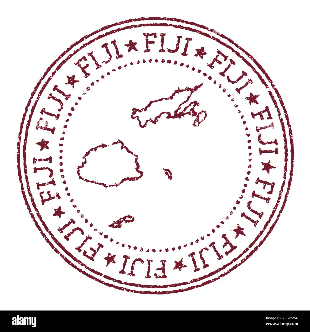 Fiji round rubber stamp with country map. Vintage red passport stamp ...