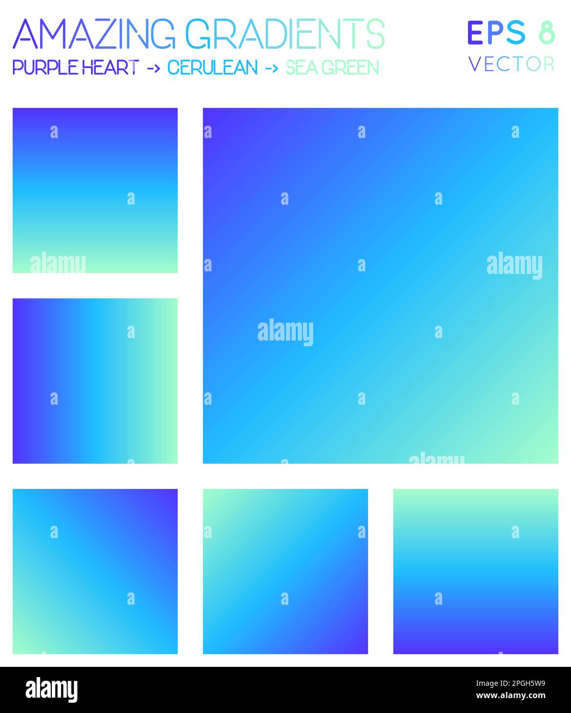 Colorful gradients in purple heart, cerulean, sea green color tones. Actual gradient background ...