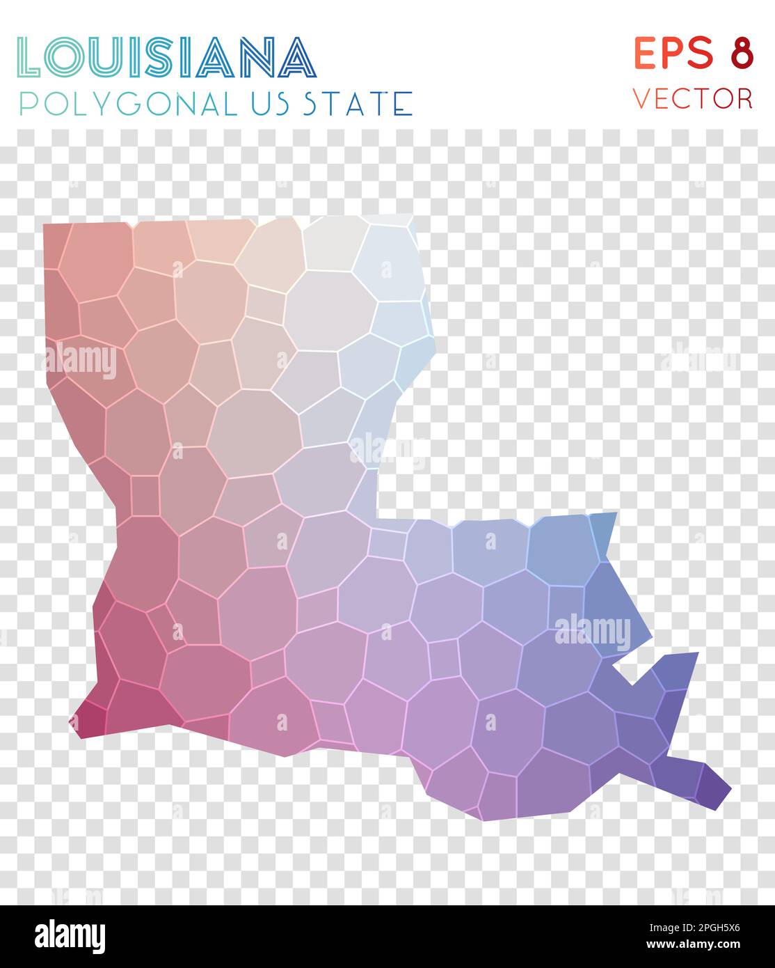 Louisiana polygonal map, mosaic style US state. Valuable low poly style ...