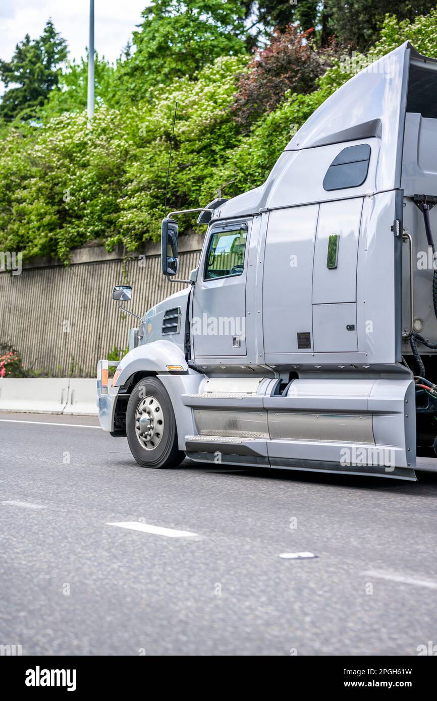 Big rig classic powerful gray extended cab semi truck tractor for truck ...