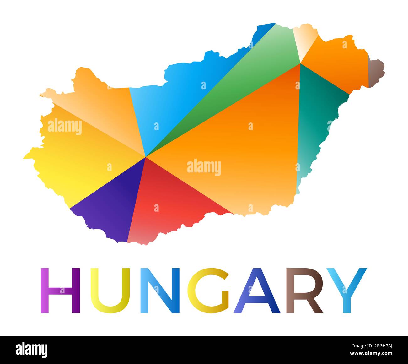 Bright colored Hungary shape. Multicolor geometric style country logo ...