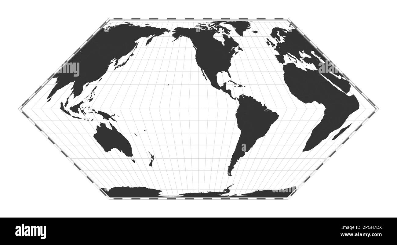 Vector world map. Eckert II projection. Plain world geographical map ...