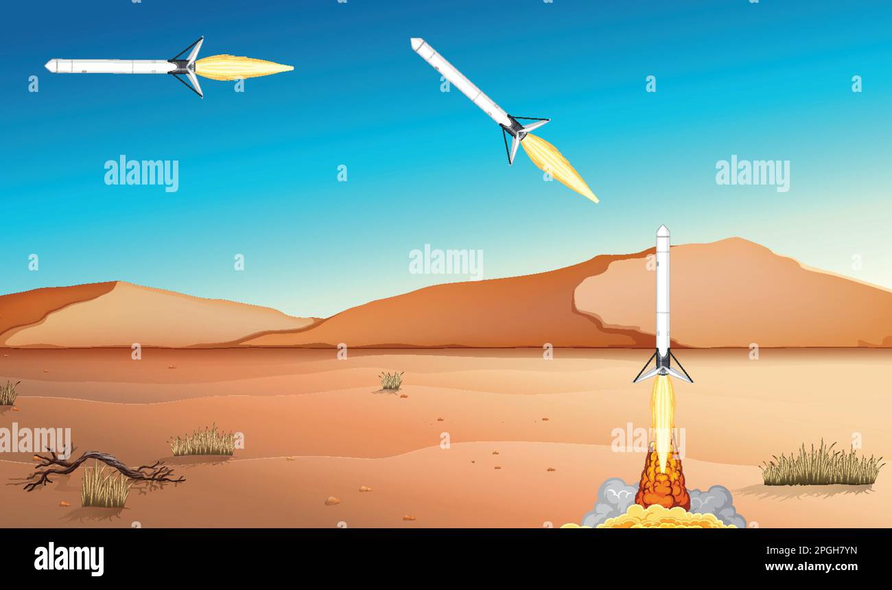 Military Missile Launching Scene illustration Stock Vector Image & Art ...