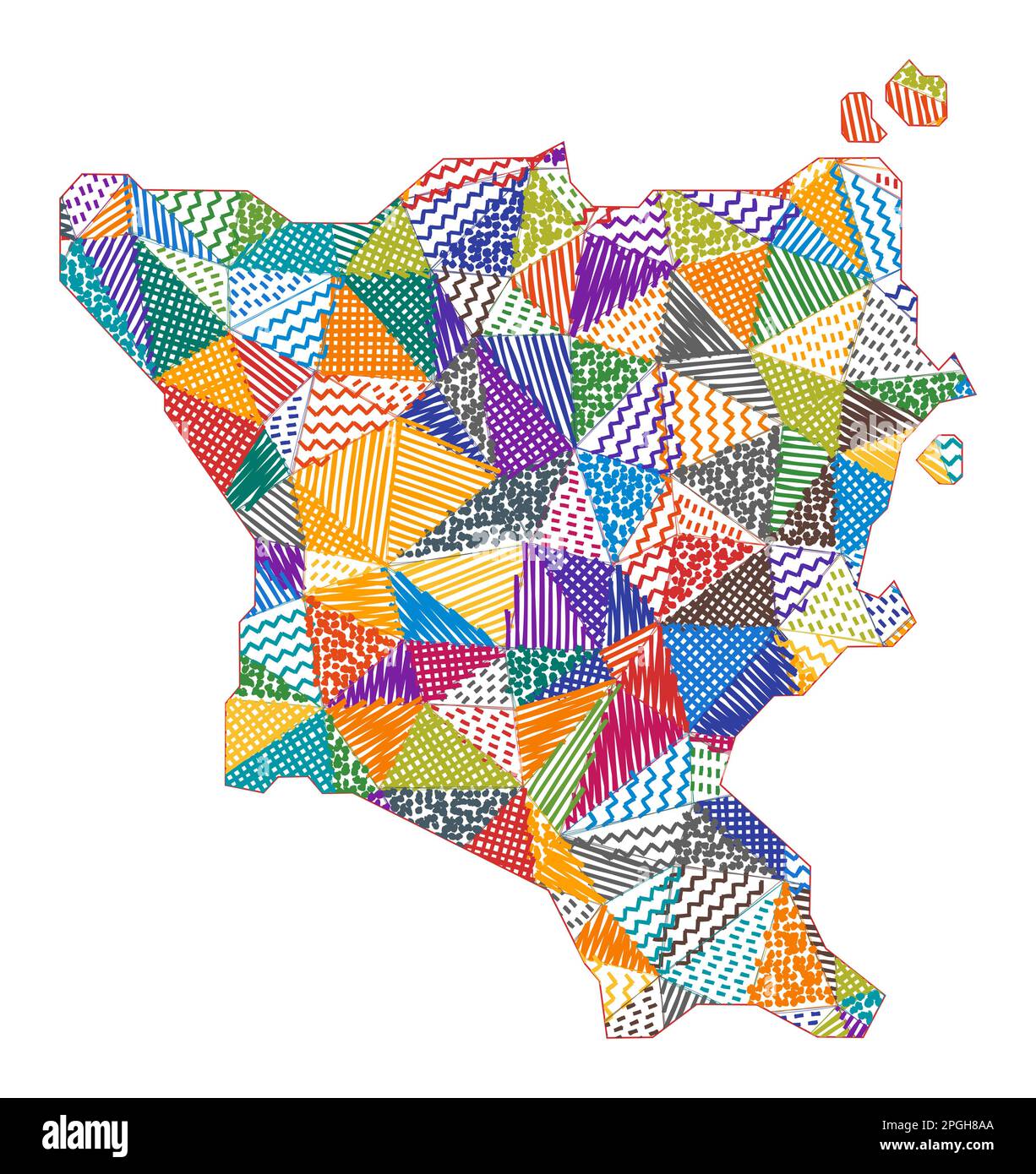 Kid style map of Green Island, Taiwan. Hand drawn polygons in the shape ...