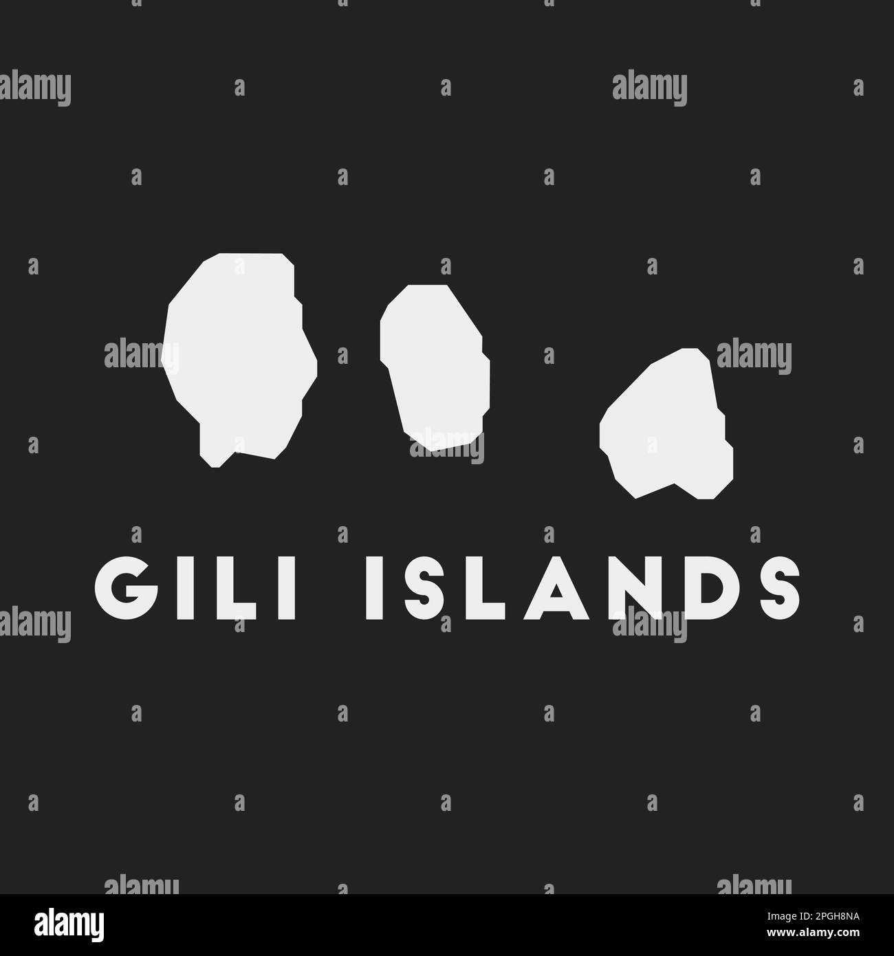 Gili Islands icon. Island map on dark background. Stylish Gili Islands ...