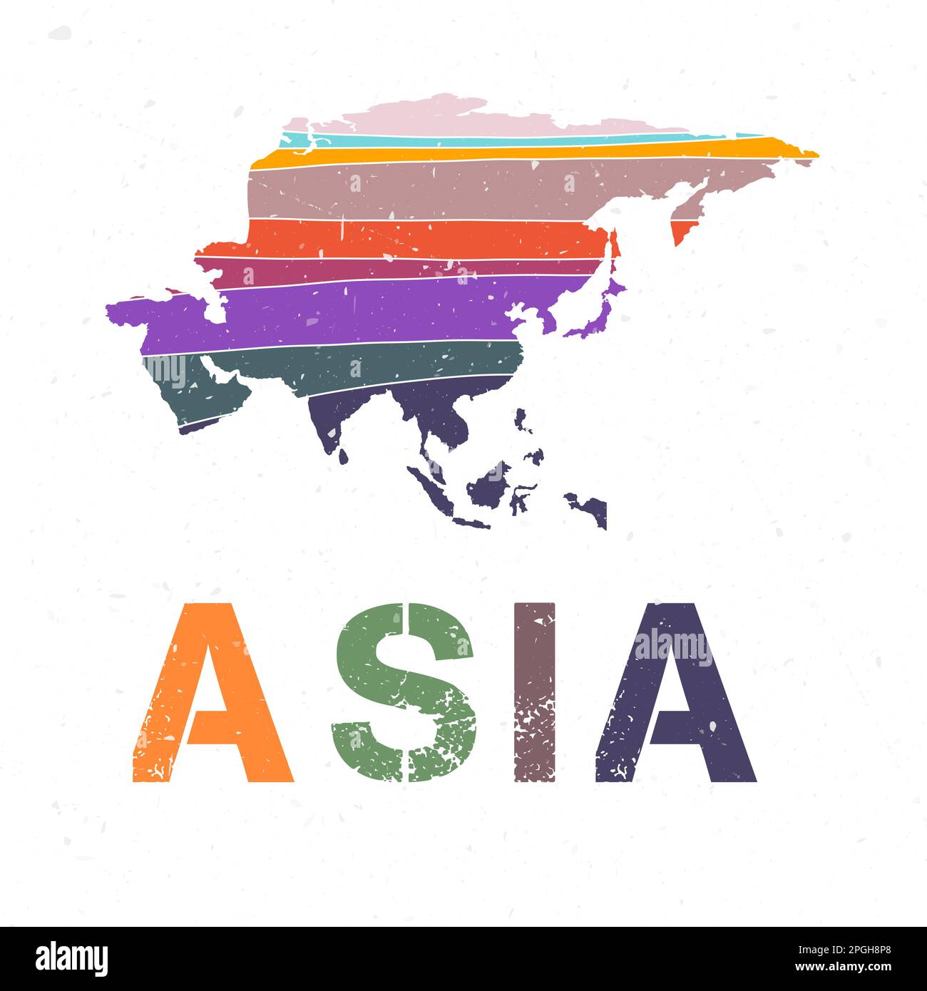 Asia map design. Shape of the continent with beautiful geometric waves ...
