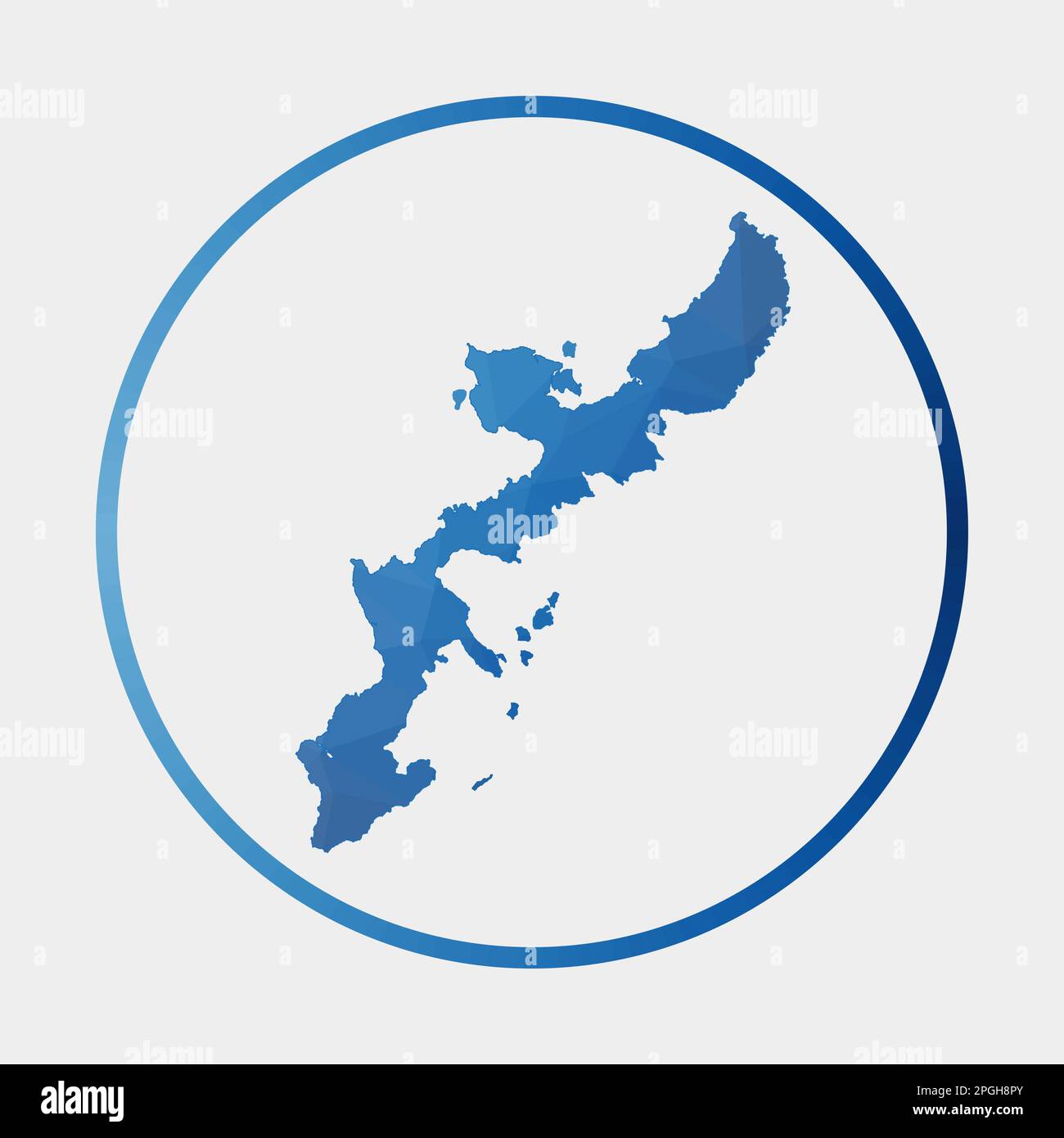 Okinawa Island icon. Polygonal map in gradient ring. Round low poly ...
