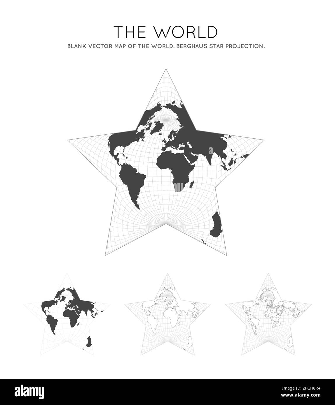 Map of the World. Berghaus star projection. Globe with latitude and ...