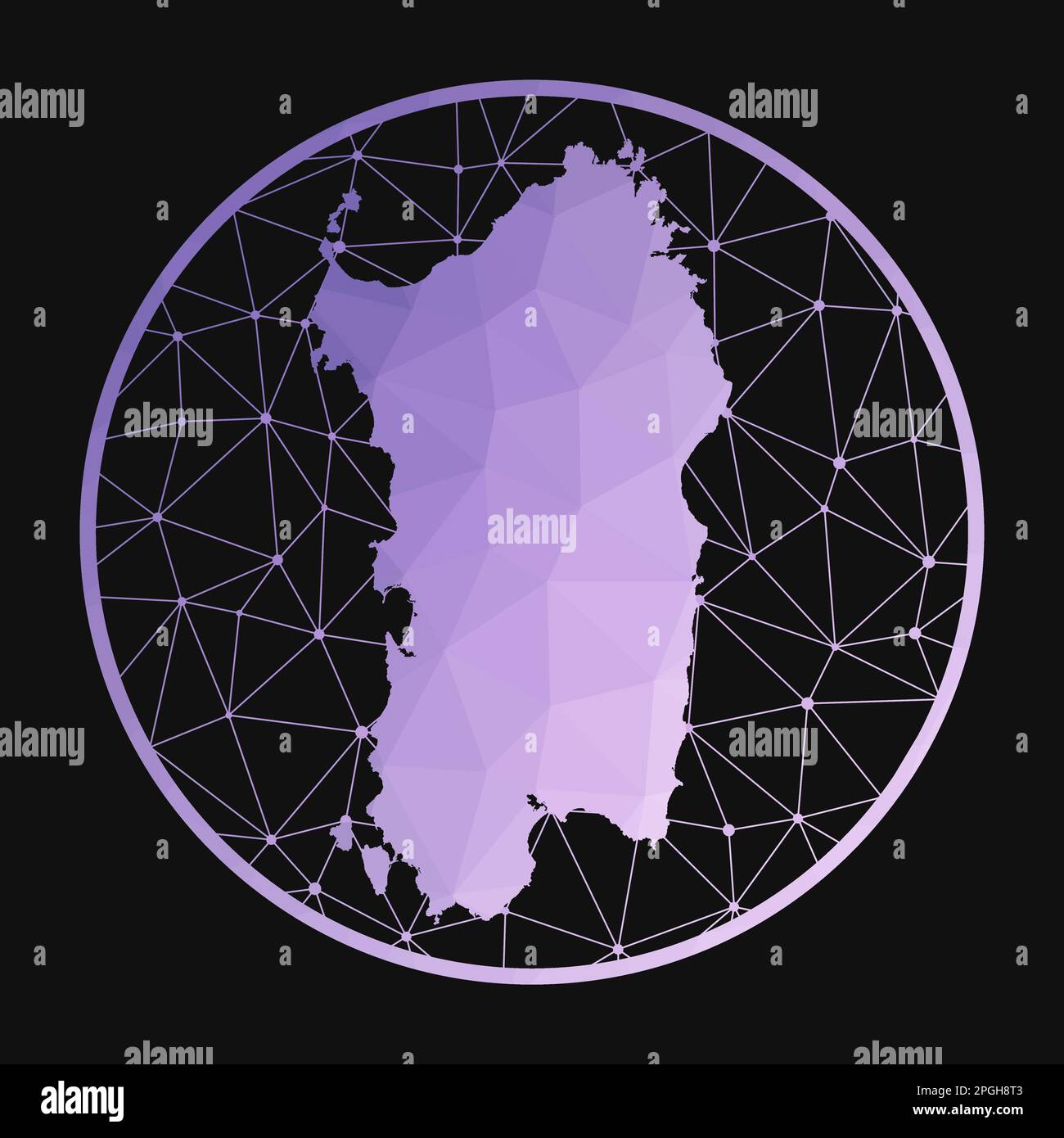 Sardinia icon. Vector polygonal map of the island. Sardinia icon in ...