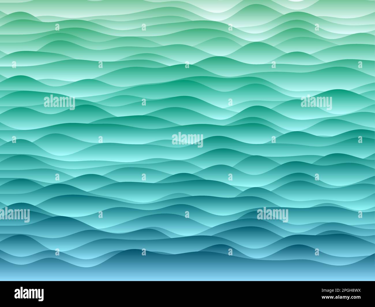 Abstract curves background. Smooth curves with gradients in teal green colors. Awesome vector ...