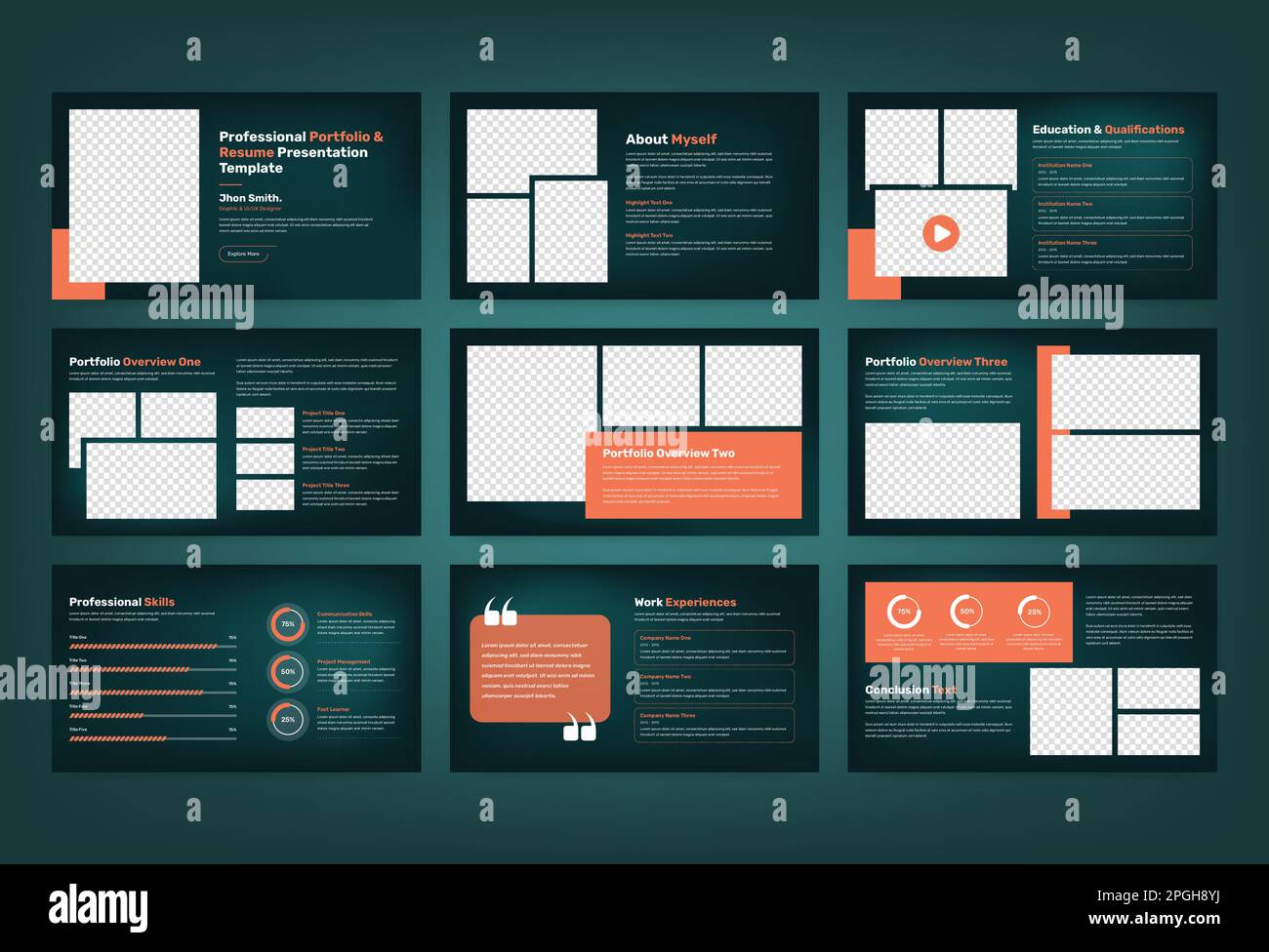 Personal portfolio and resume presentation template Stock Vector Image ...