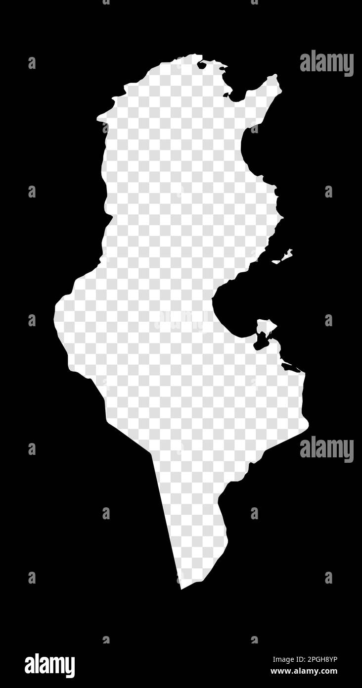 Stencil map of Tunisia. Simple and minimal transparent map of Tunisia ...