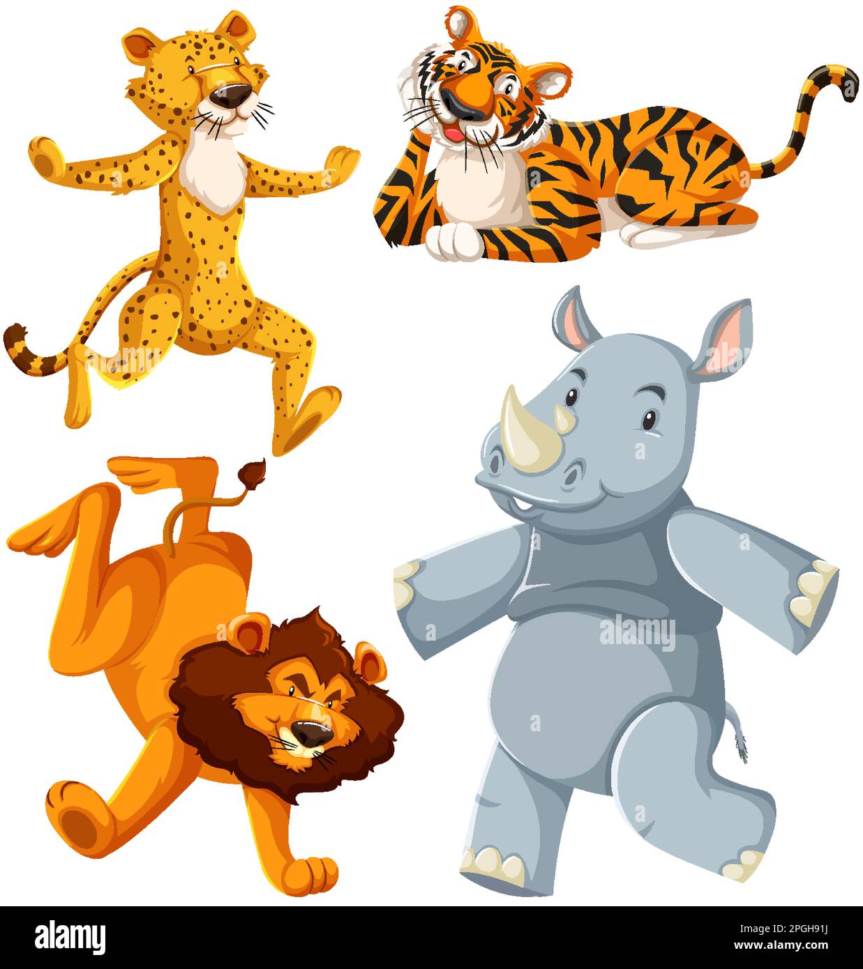 Set of cute animals cartoon character illustration Stock Vector Image ...