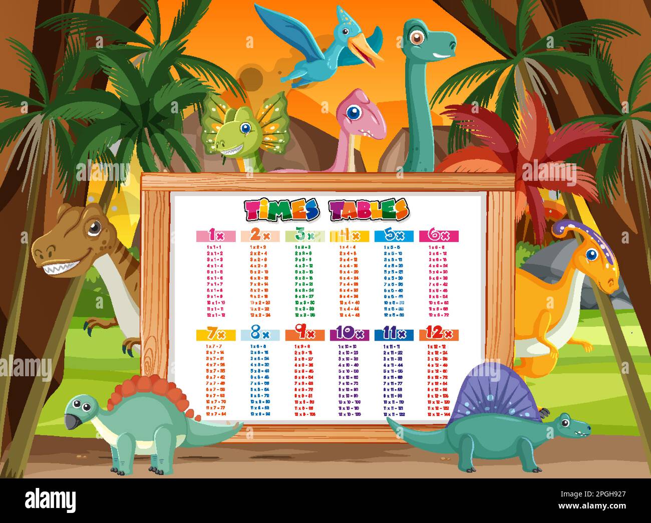 Colorful Times Tables for Elementary Education illustration Stock ...
