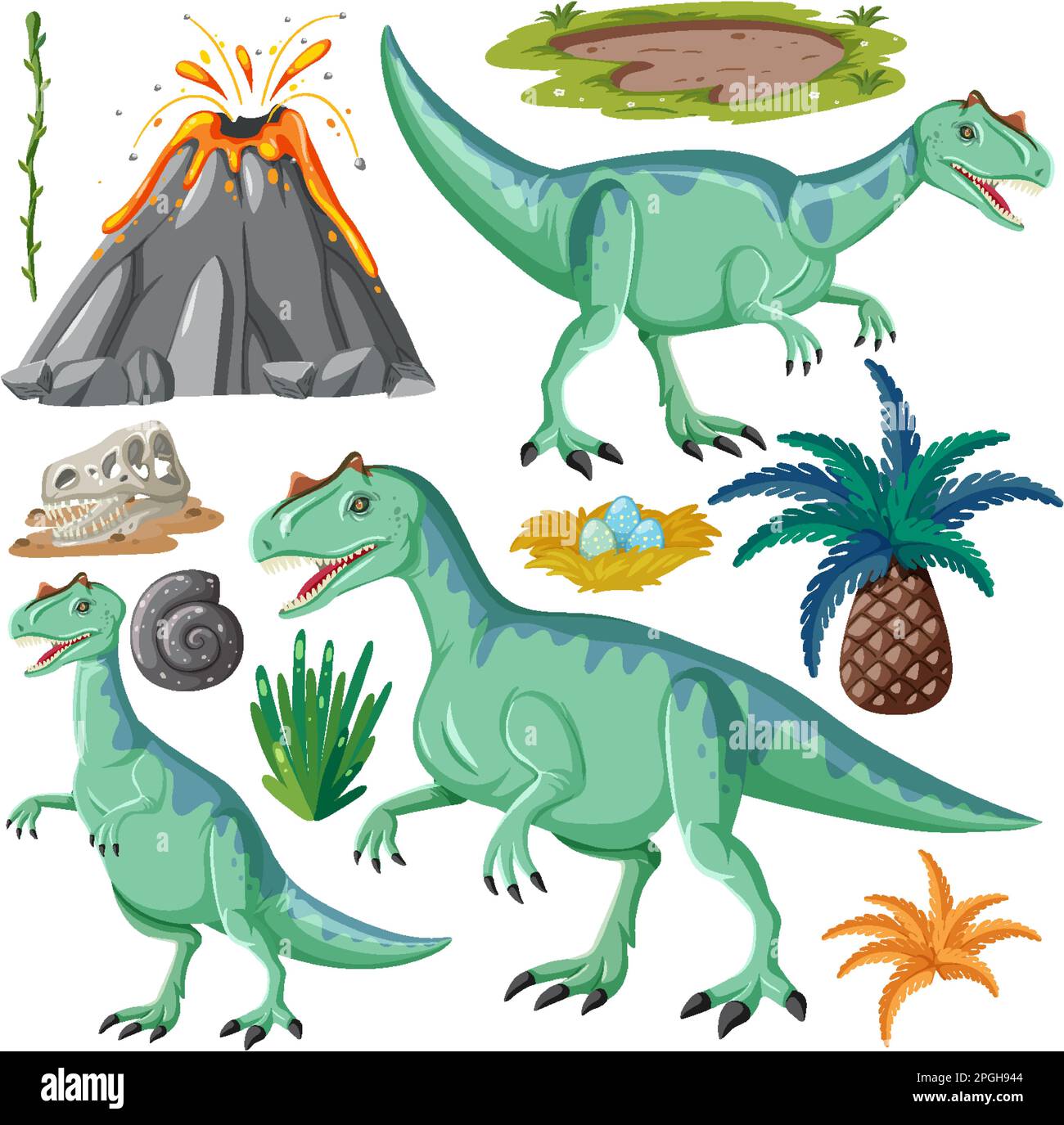 Dinosaur and Nature Elements Vector Collection illustration Stock ...