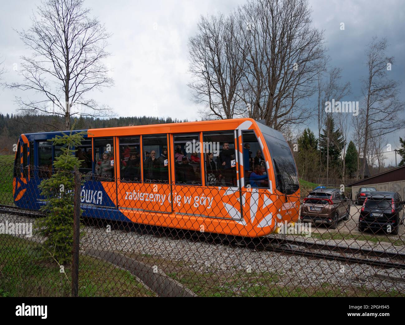 View of the Funicular railway at Gubalowka , Passengers or tourist ...