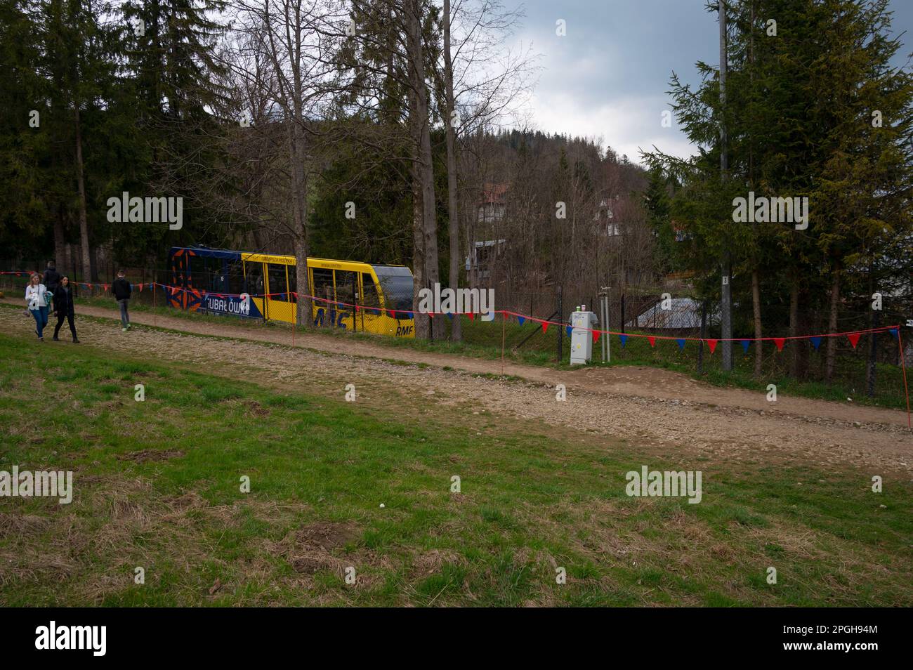 View of the Funicular railway at Gubalowka , Passengers or tourist ...