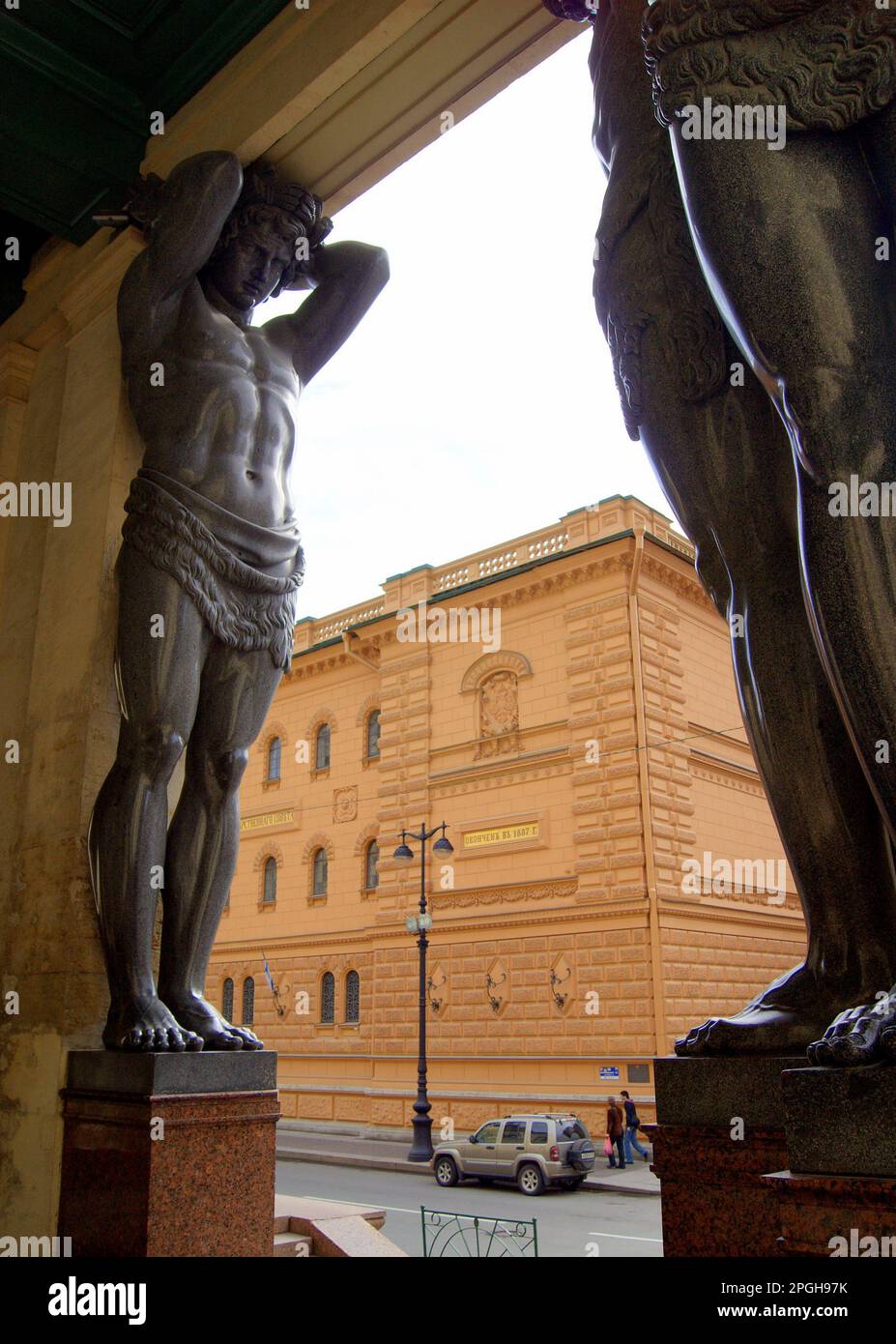 Atlas statues at the portico entrance of the Hermitage Museum, St ...