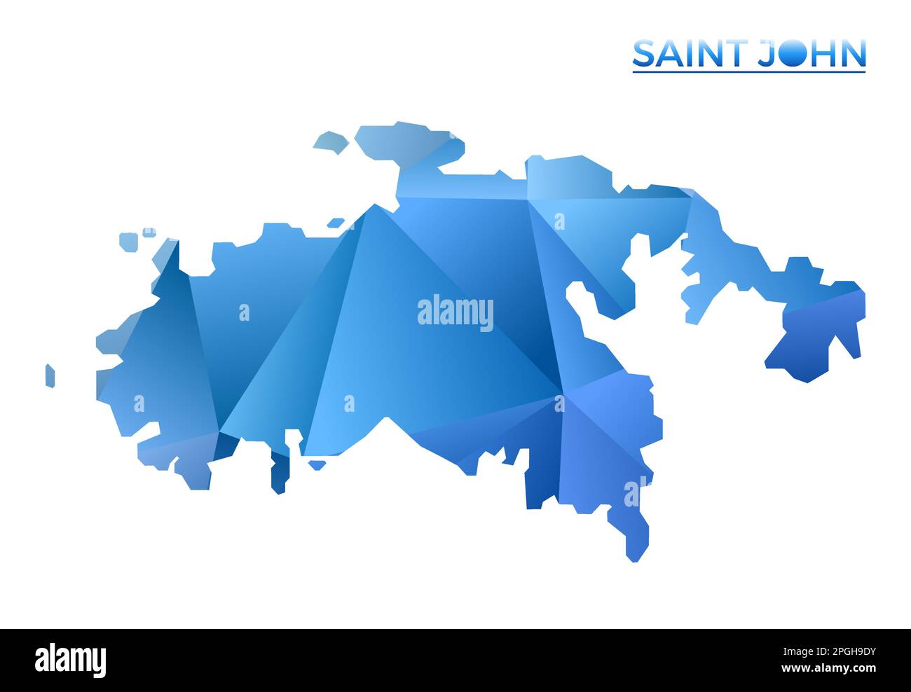 Vector polygonal Saint John map. Vibrant geometric island in low poly ...
