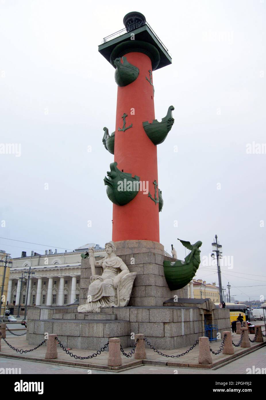 Rostral column at the Spit of the Vasilievsky Island, view closeup at ...