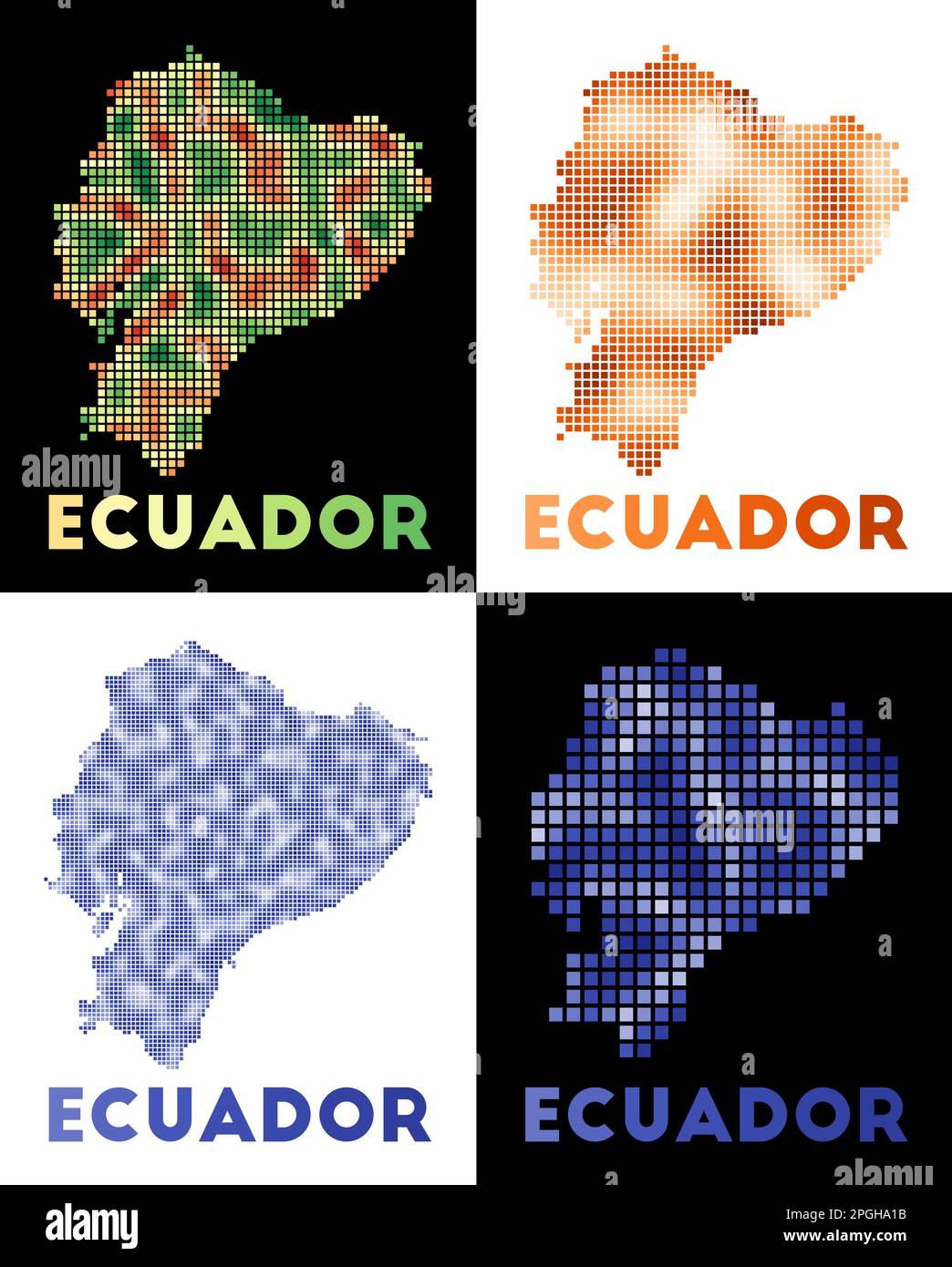 Ecuador map. Collection of maps of Ecuador in dotted style. Borders of ...